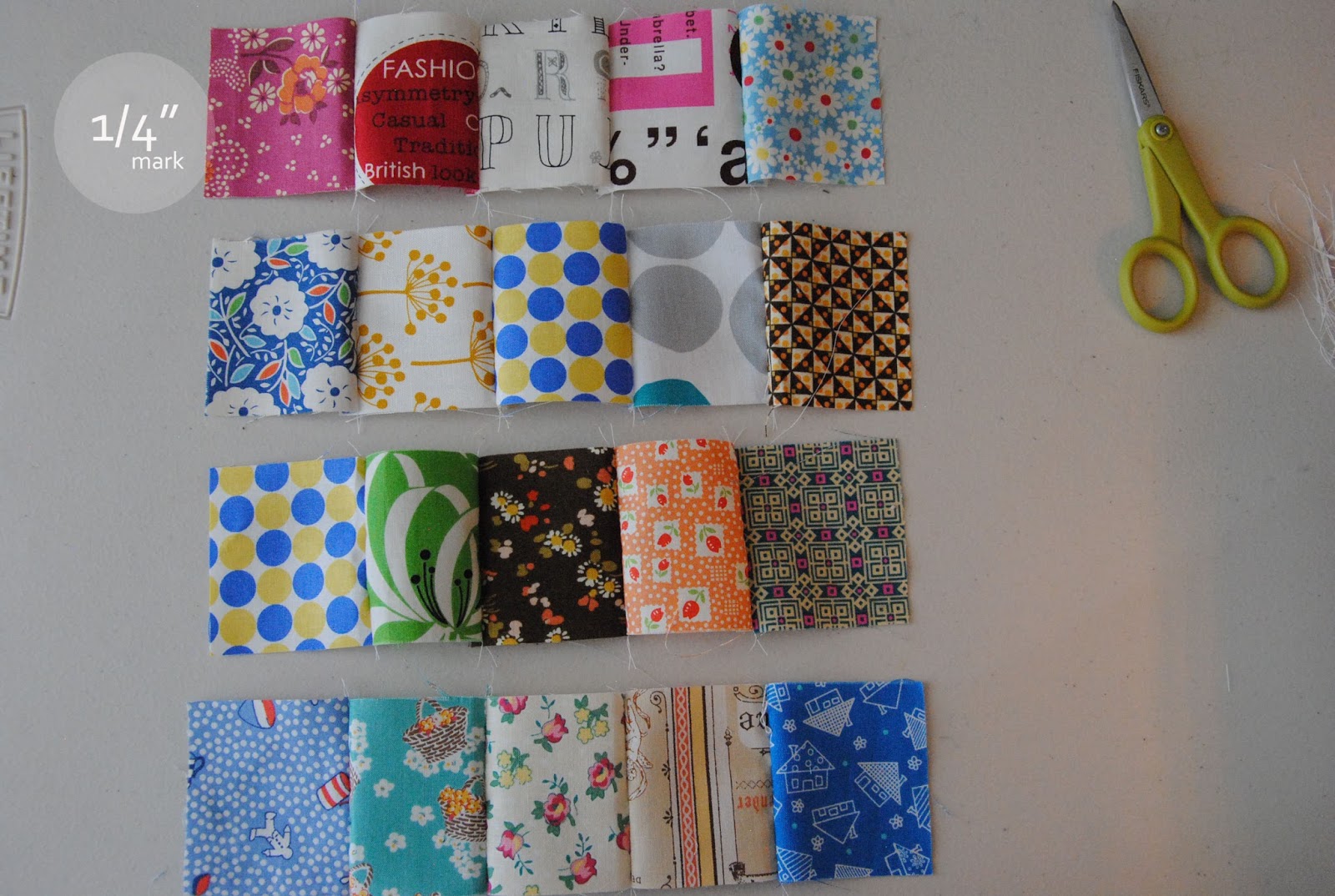 1/4" mark: Tutorial: the triangle pouch