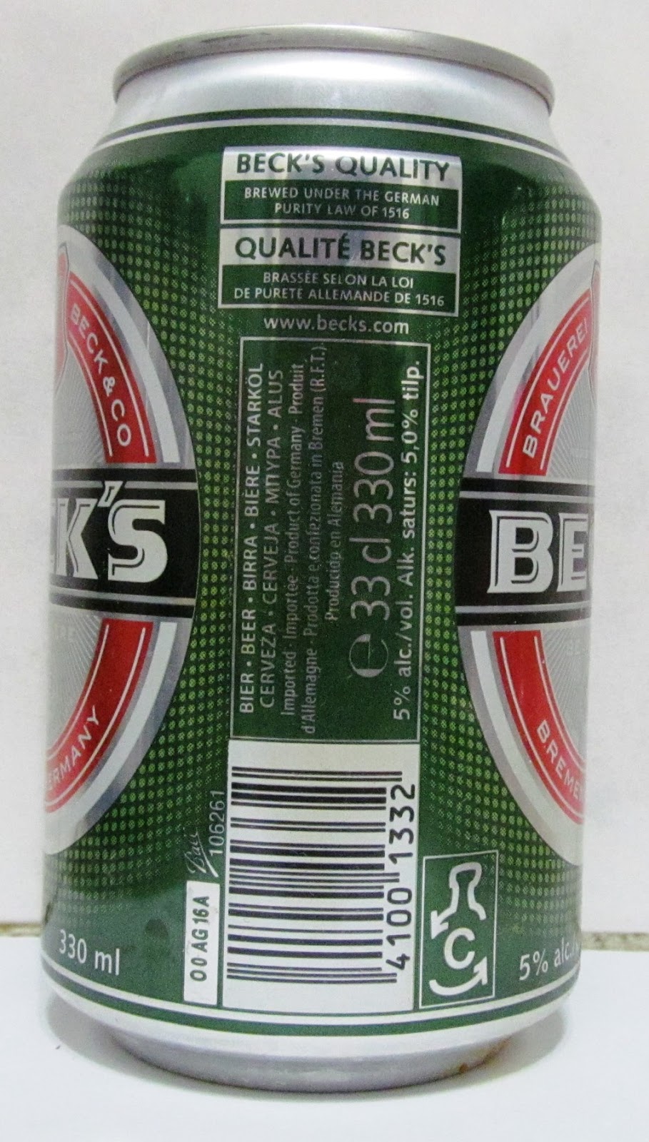 LATAS Y BOTELLAS COLECCIÓN: LATA BECK´S ALEMANIA 2010