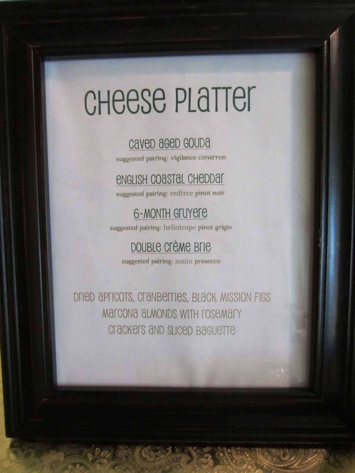 Bourbon and Bleu: wine and cheese platter
