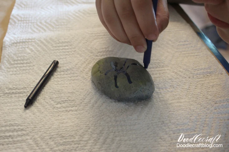 Painted Rock Ideas: Lava Hot Rocks with Crayons!