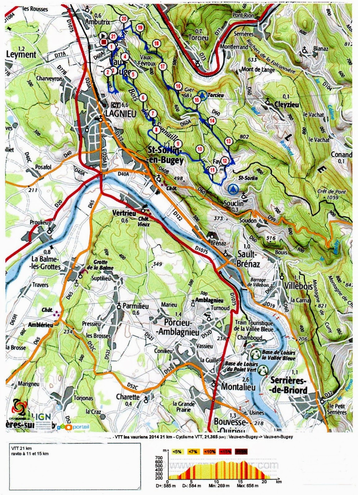 RANDO PEDESTRE ET VTT - ASSOCIATION LES VAURIENS: Le parcours VTT 21 km