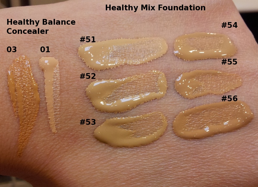 Rouge Deluxe: Bourjois Radiance Reveal Healthy Mix Foundation Swatches