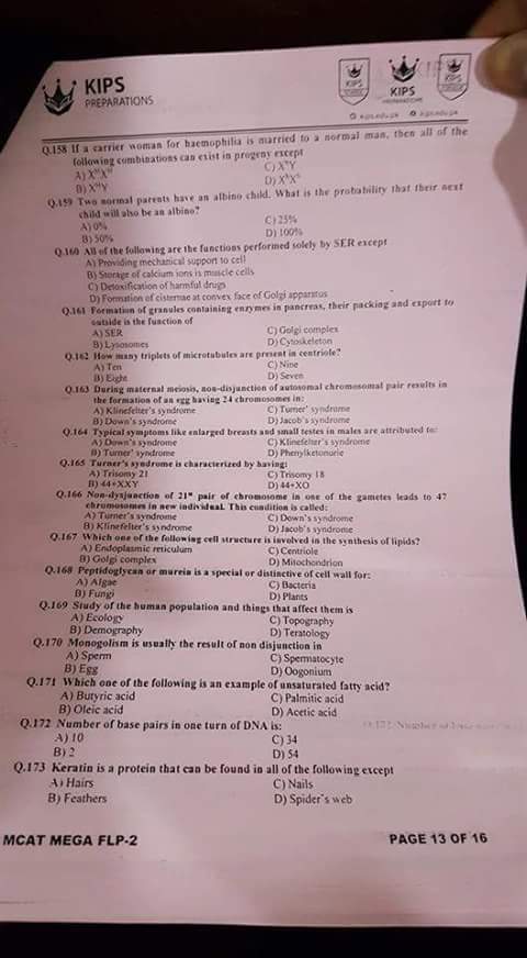 KIPS Full Length MCAT papers for Entry Test 2016 - Ratta.pk