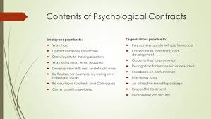 Human Resource Management: THE NATURE OF THE PSYCHOLOGICAL CONTRACT