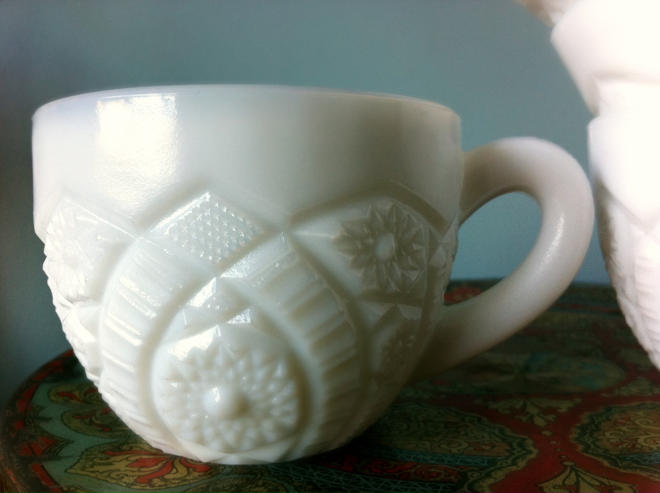 Lady Jane's Treasure Trove: *SOLD* Set of four milk glass cups: $25