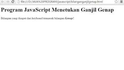 Program Javascript Menetukan Bilangan Ganjil Genap - Materi Soal