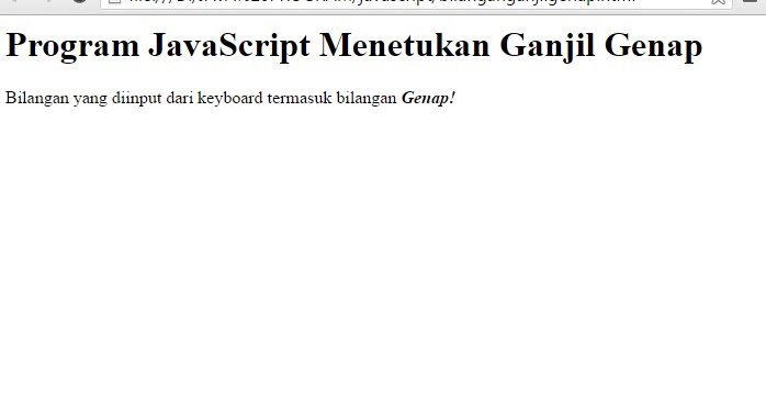 Program Javascript Menetukan Bilangan Ganjil Genap - Materi Soal