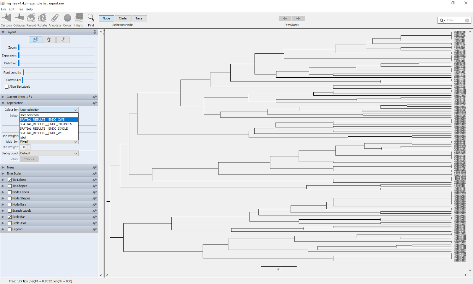 Biodiverse analysis software: Export lists to Newick format