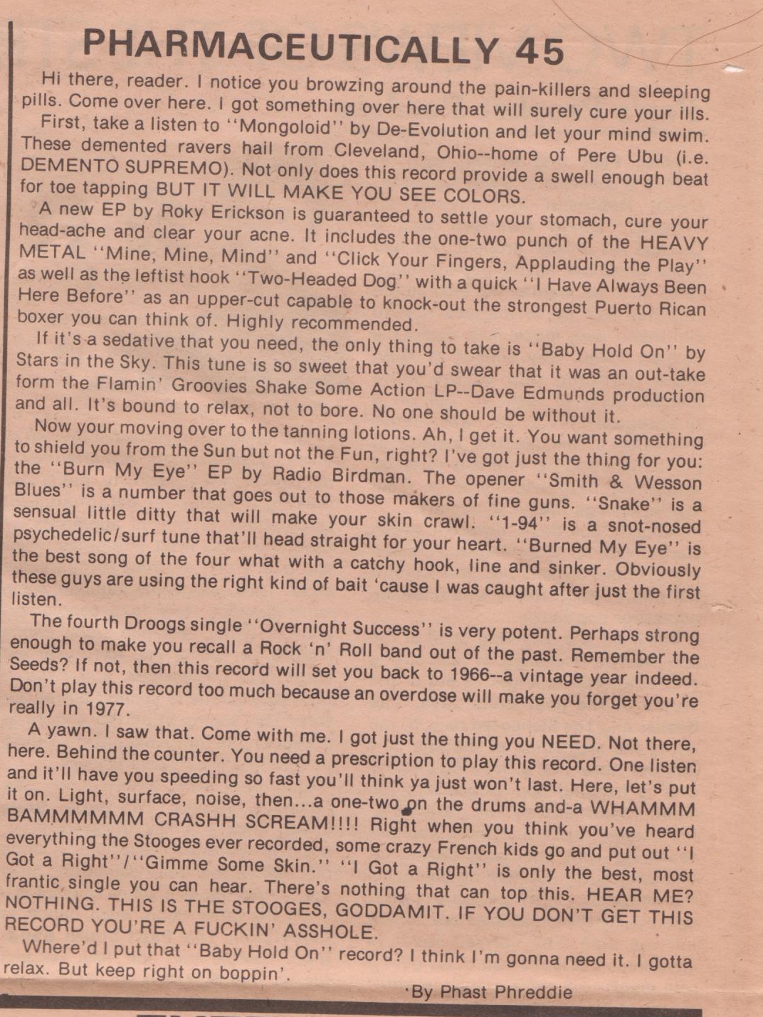 Waitakere Walks: Phast Phreddie on Radio Birdman's "Burn My Eye" EP in ...