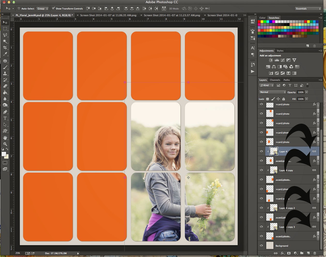 PrettyinPosies: "Dividing" a Photo into 4 Pockets Digitally ... a ...