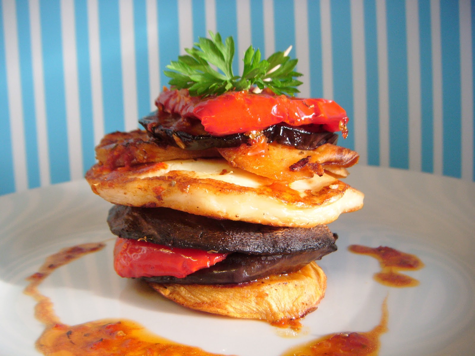 We Don't Eat Anything With A Face: Peri Peri Vegetable and Halloumi Stacks