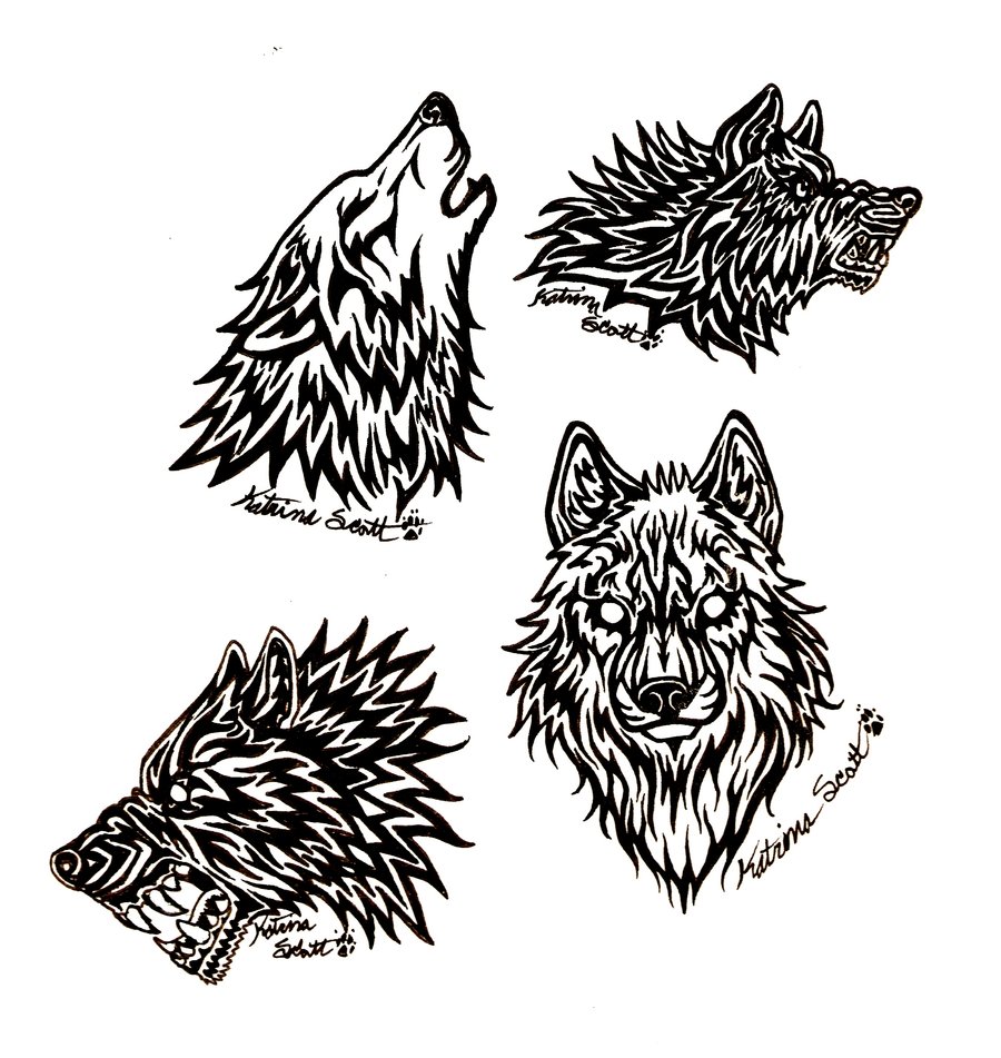 vintage tattoos galleries: tribal wolf tattoo