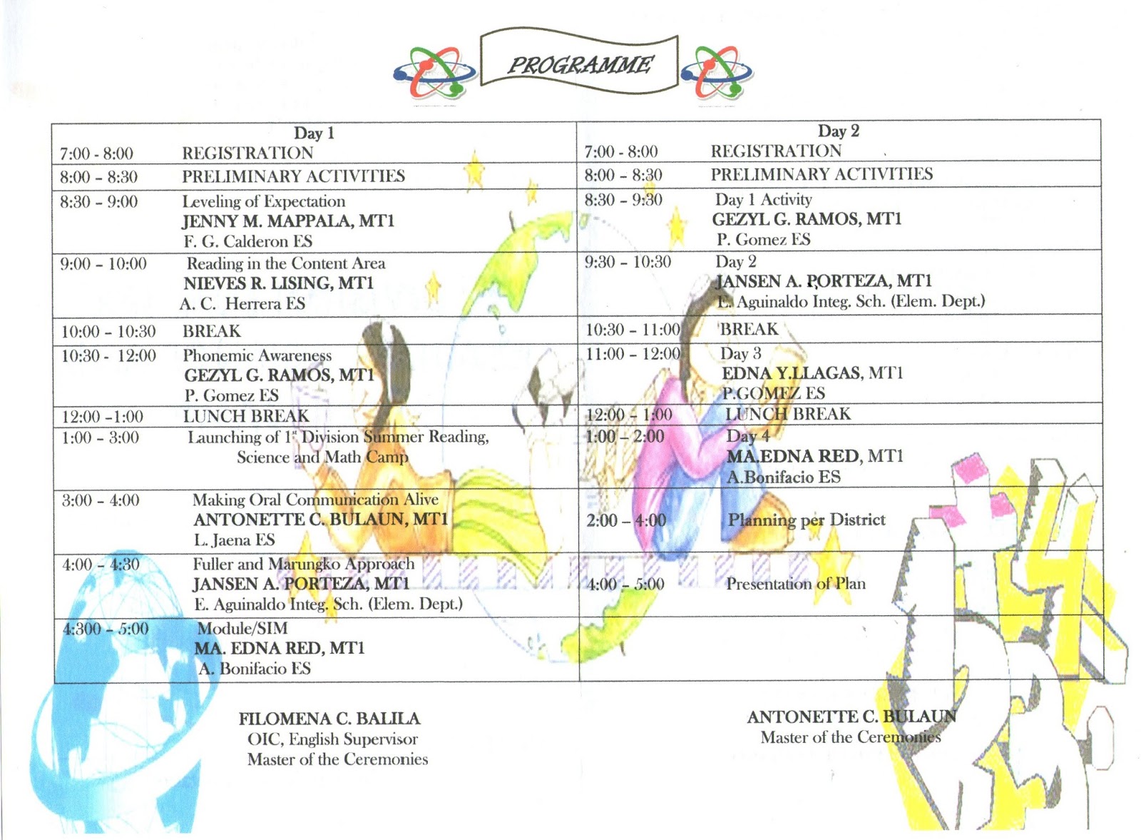Department of Education Manila: 1st Division Summer Reading, Science ...