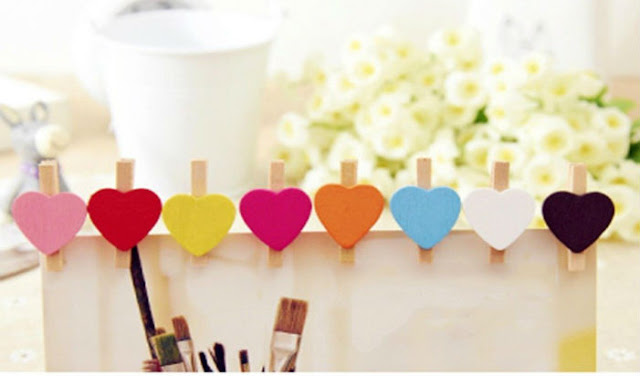 Pinzas de madera con corazones