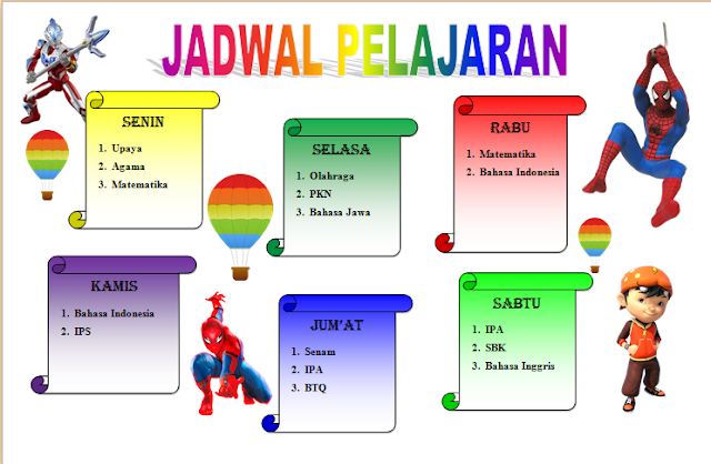 CONTOH JADWAL PELAJARAN SD LAKI-LAKI DAN PEREMPUAN YANG UNIK DAN ...