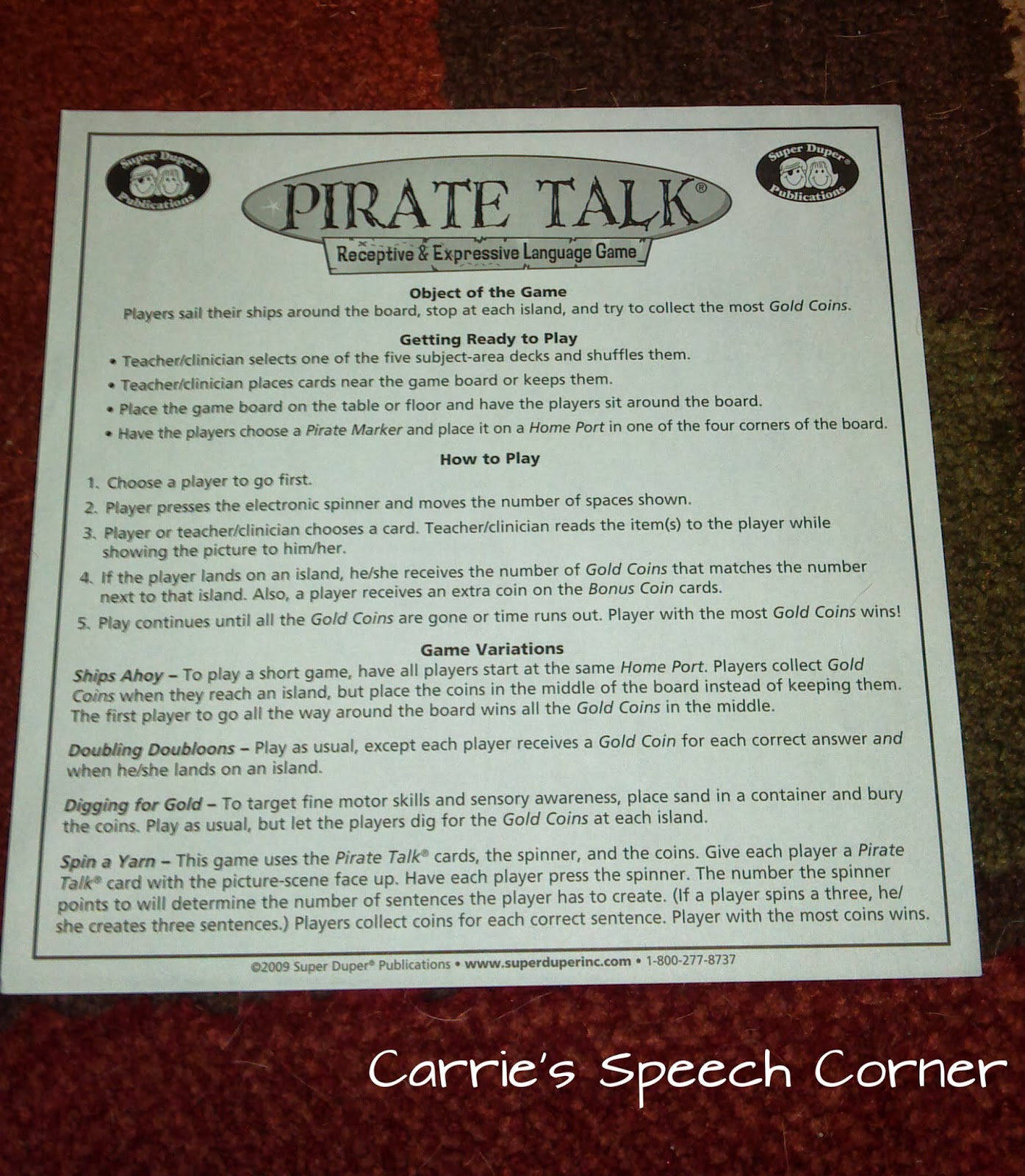 Carrie's Speech Corner: Product Review: Pirate Talk by Super Duper