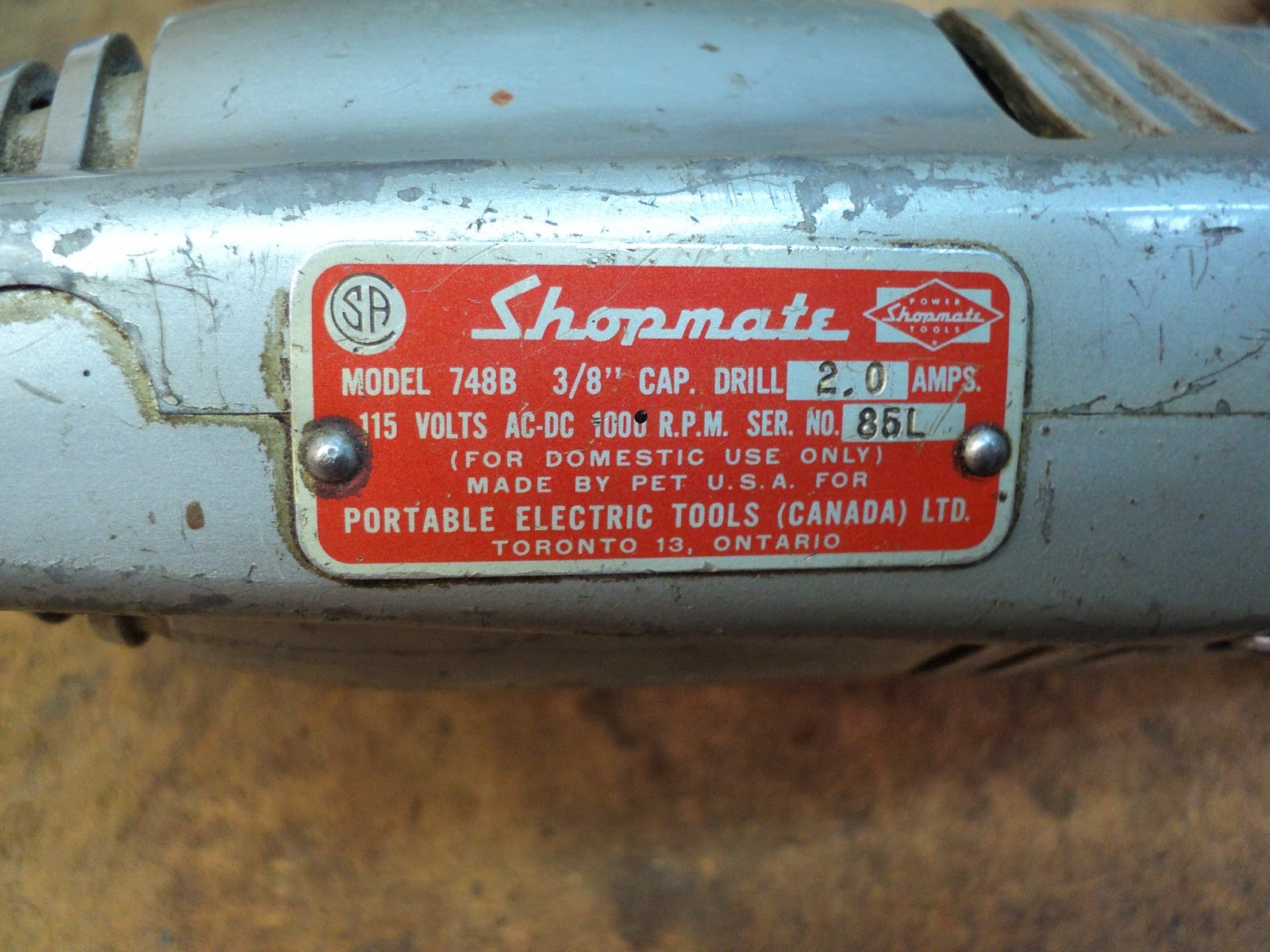 Rouge River Workshop: A Shopmate Model 748B 3/8" Portable Drill Teardown