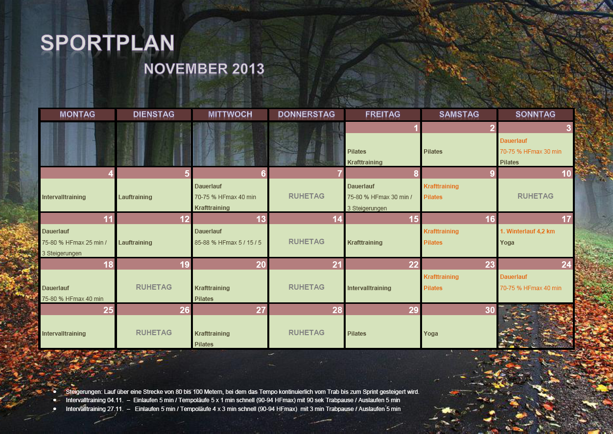 No Games. Just Sports.: Sportplan November