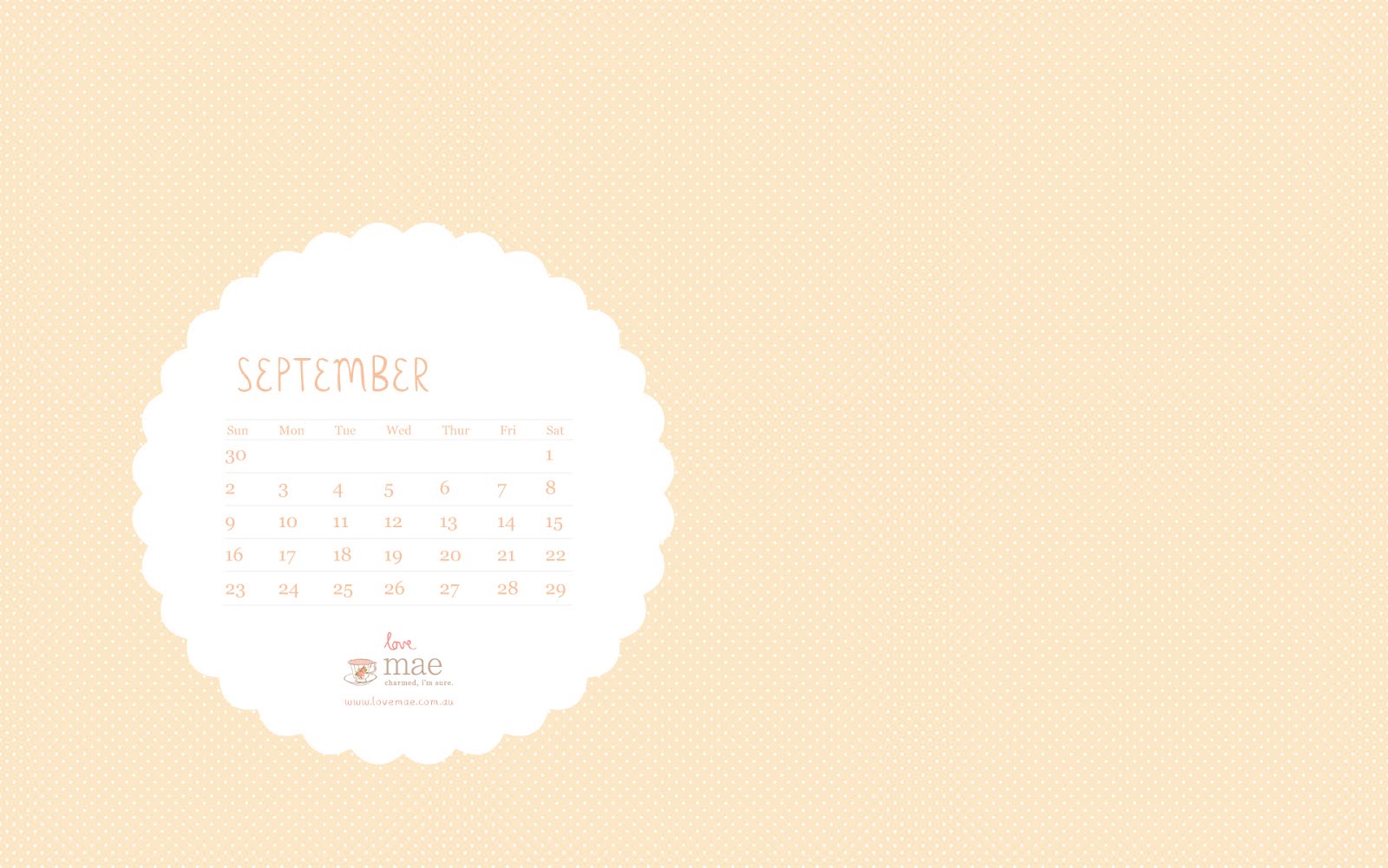 Hello September - Free Desktop Calendar from Studio of Mae! | Art And Chic
