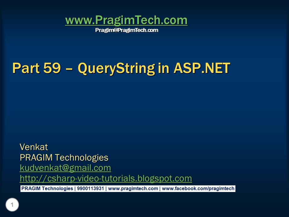 Sql Server Net And C Video Tutorial Part 59 Querystring In Aspnet