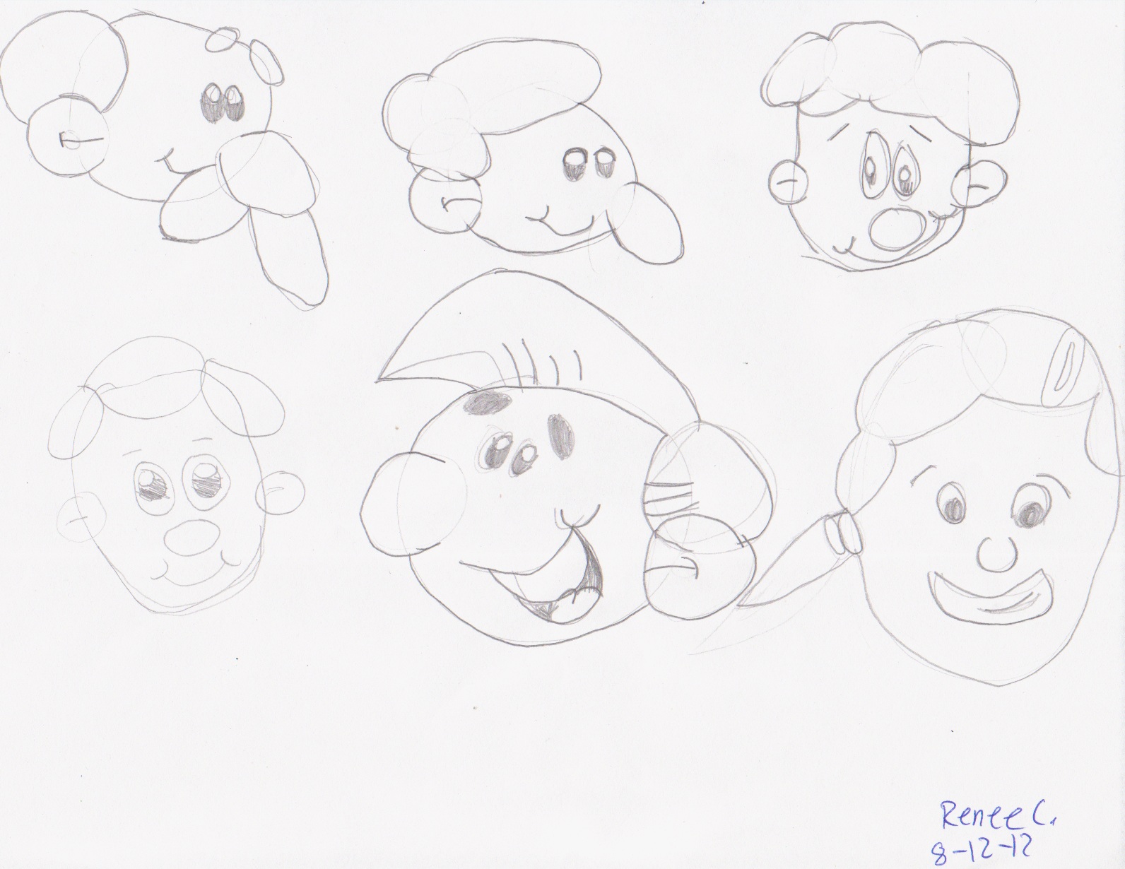 Renée's Gallery: Cartoon Face Sketching Practice