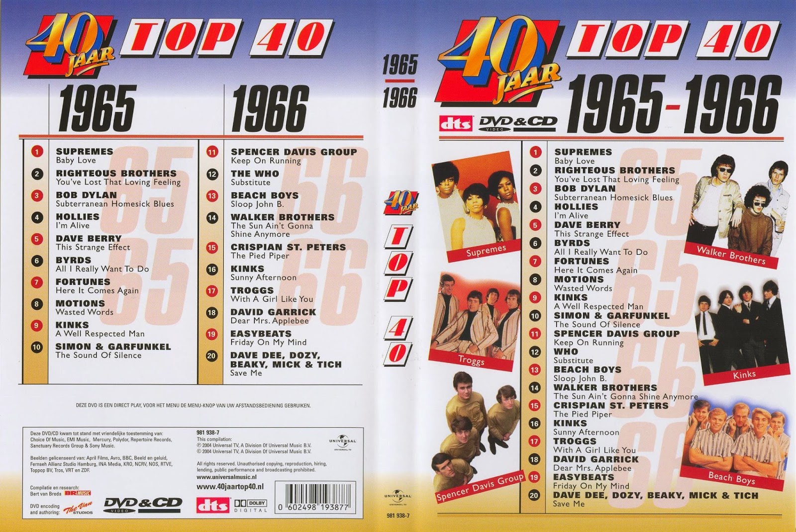 BANCA DO ROCK Rock Concert DVD: 3159 - DVD - 40 JARR TOP 40 1965-1966 ...