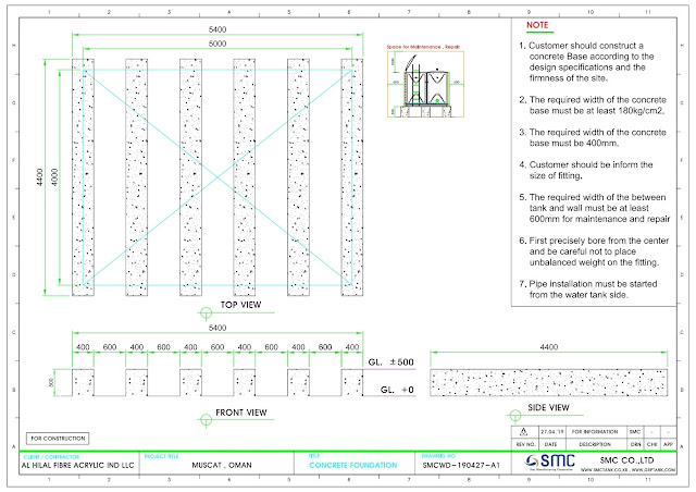WATER TANK: GRP TANK DRAWING For 40Ton