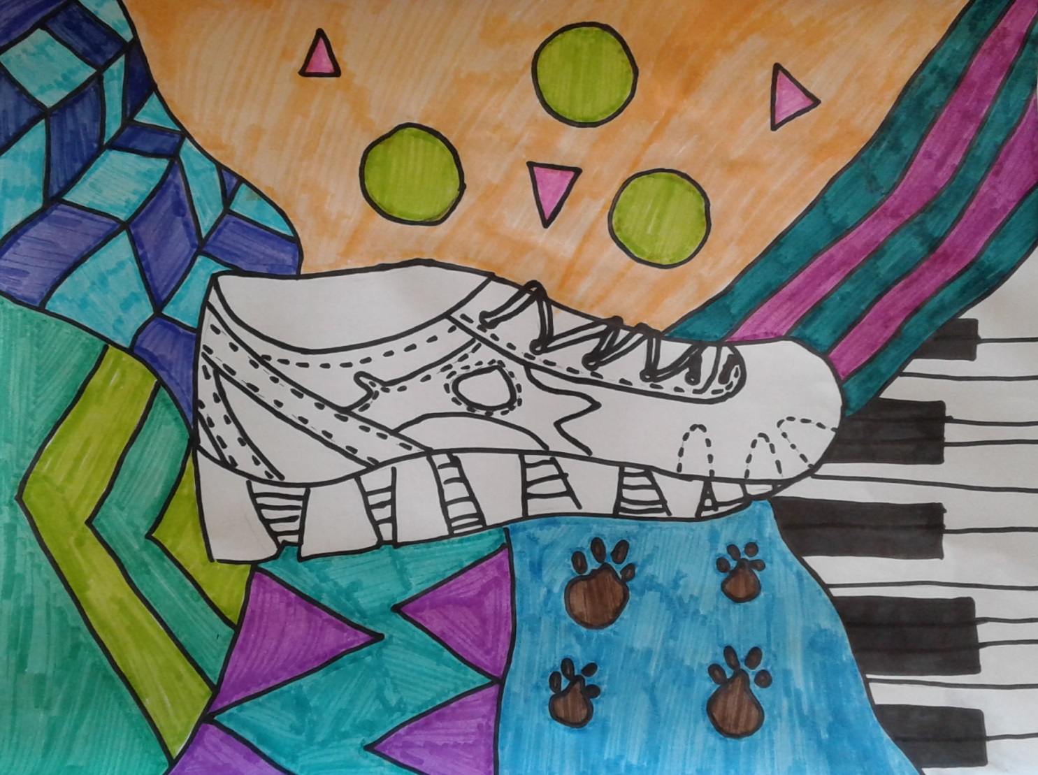 a faithful attempt: Observational Shoe Contour Drawing with Patterns