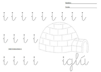 NUESTRO MÁGICO MUNDO: Fichas de refuerzo trazo de la letra i.