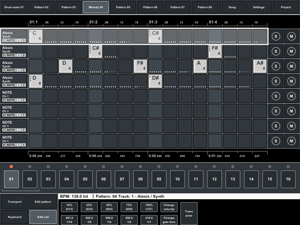 MIDI Pattern Sequencer: Screenshots