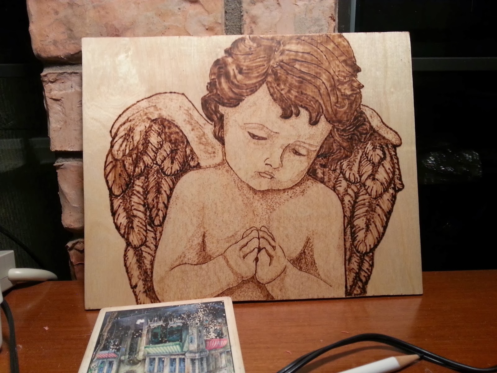 Knitting is a Romantic Drama: Little Angel - Pyrography
