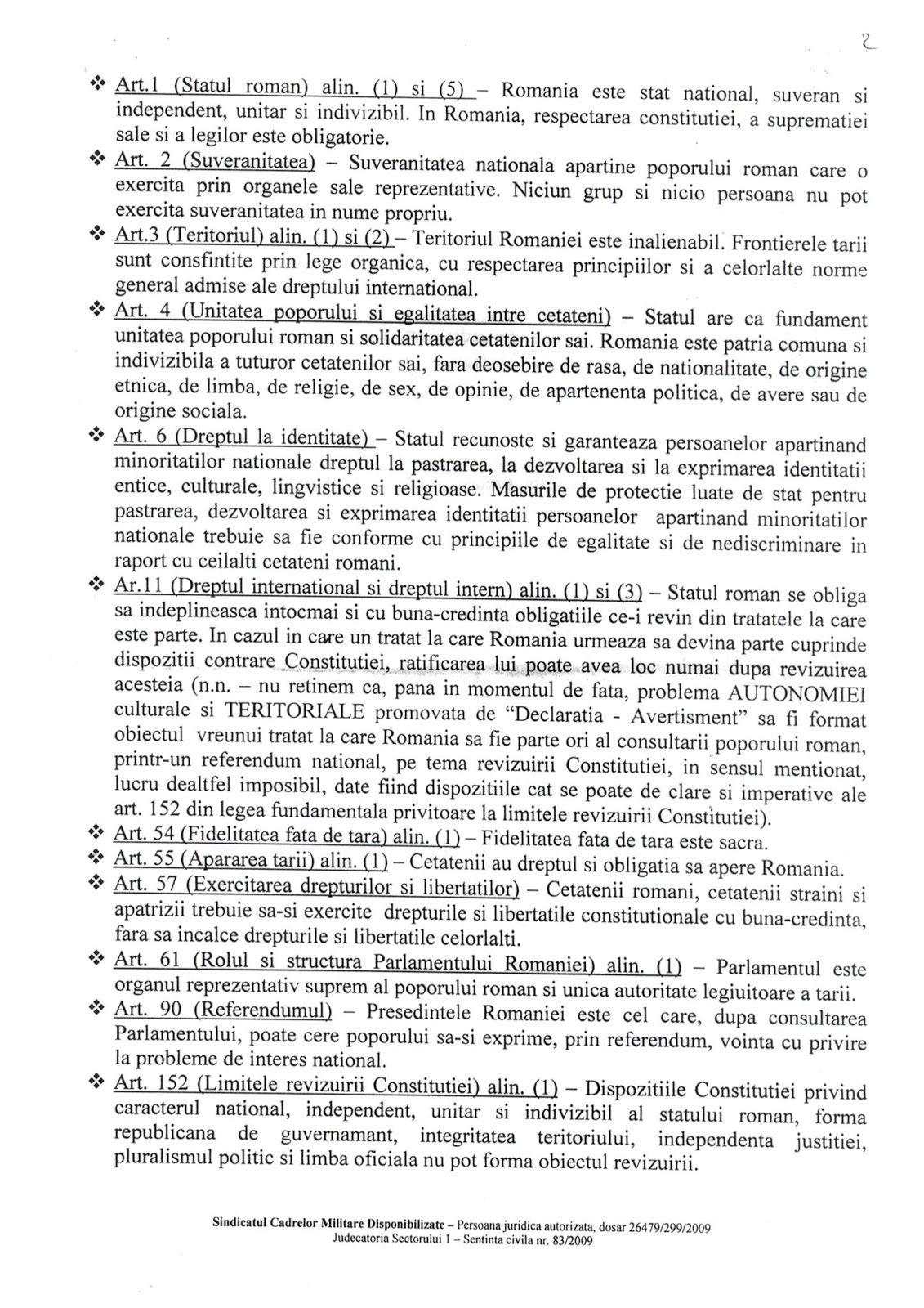 SINDICATUL CADRELOR MILITARE DISPONIBILIZATE (SCMD): Raspuns de la DIICOT