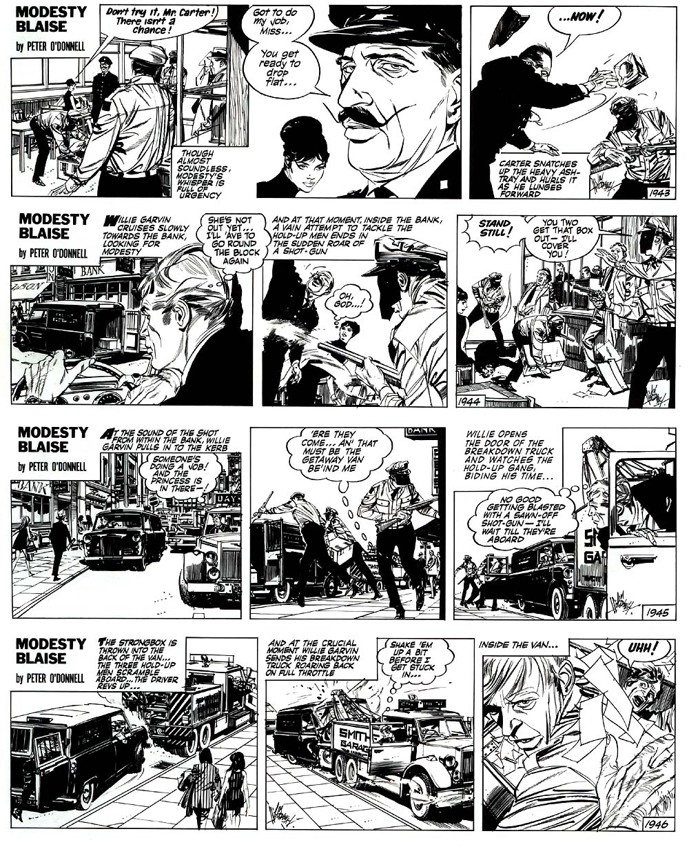 Hairy Green Eyeball 3: Complete MODESTY BLAISE comic strip sequence — "Take-Over" — 1969-70