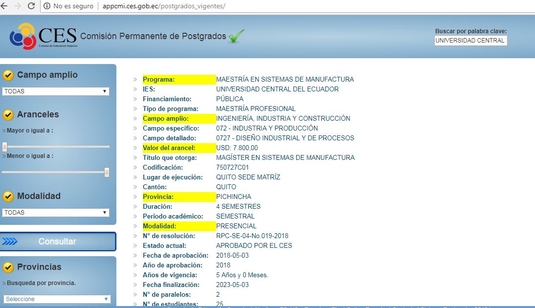 UCE - Facultad de Ingeniería y Ciencias Aplicadas, Instituto de ...