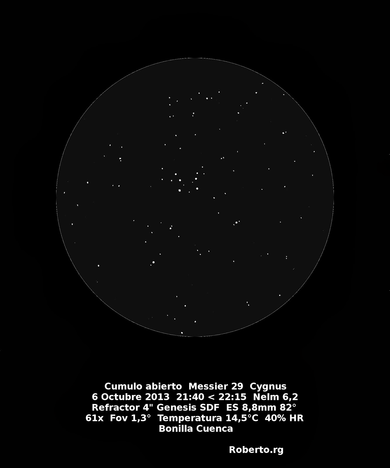 Observaciones astronómicas visuales: Observación Messier 29