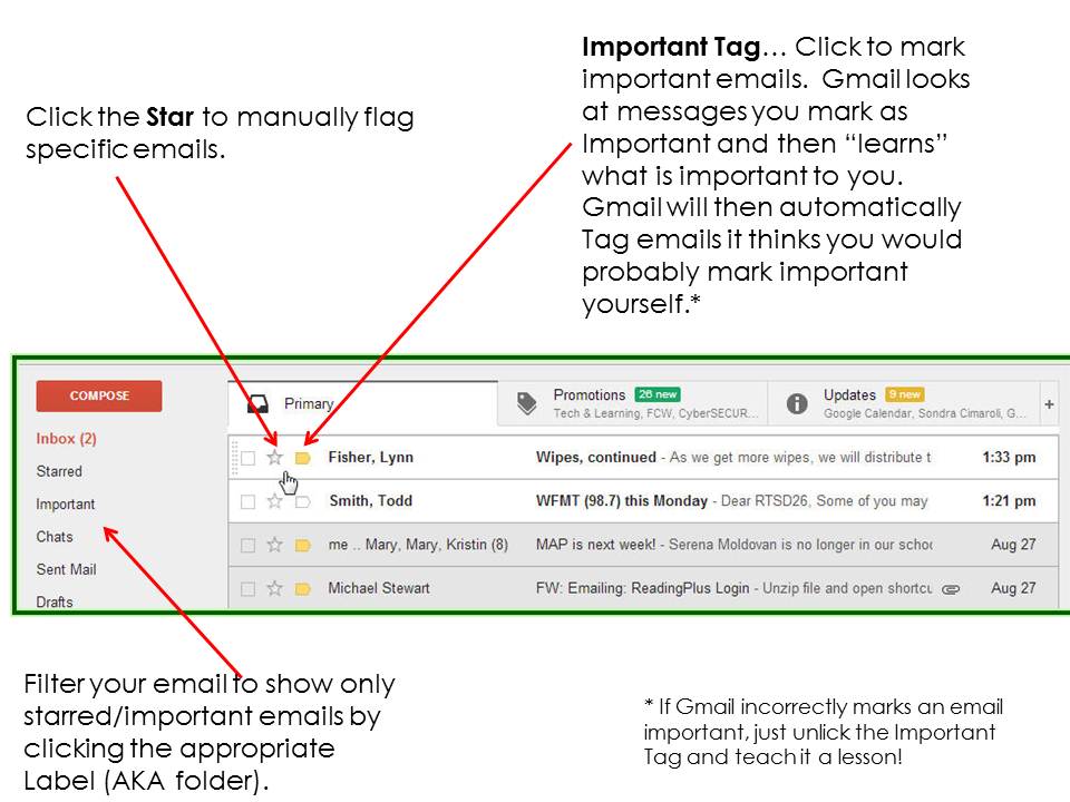 To A Teacher...it's the Future: Gmail - Star Vs. Important