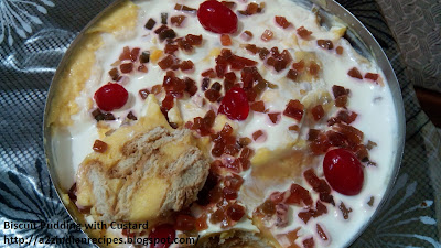 a2zindianrecipes: Biscuit Pudding with Custard