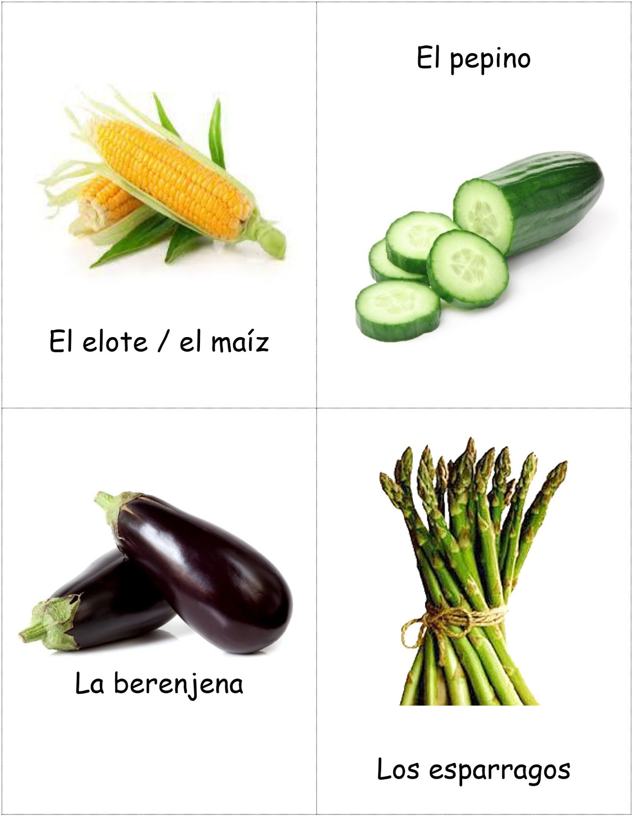 Teach Another Language to Kids (T.A.L.K.) Davis CA: Spanish Vegetable ...