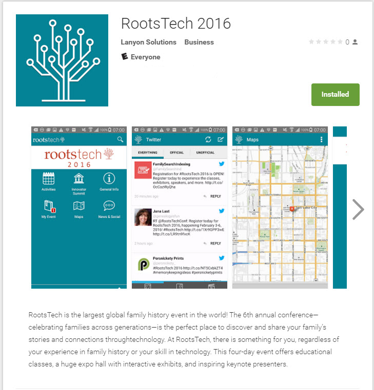 Jana's Genealogy and Family History Blog: The RootsTech 2016 Mobile App ...