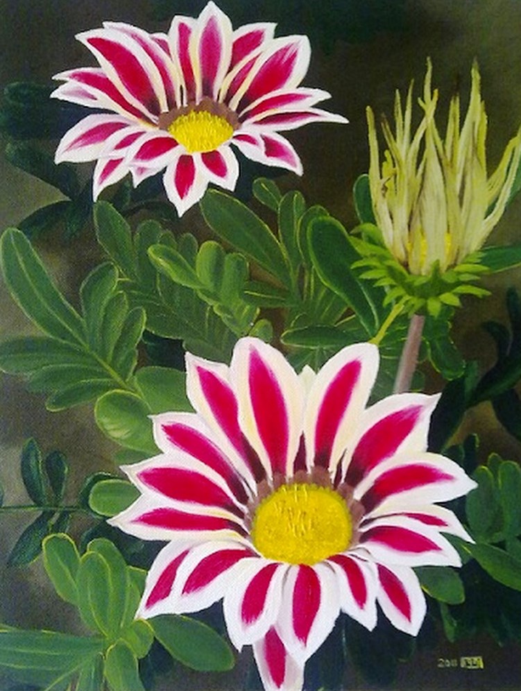 El arte es su máxima expresión : Modernas flores al óleo