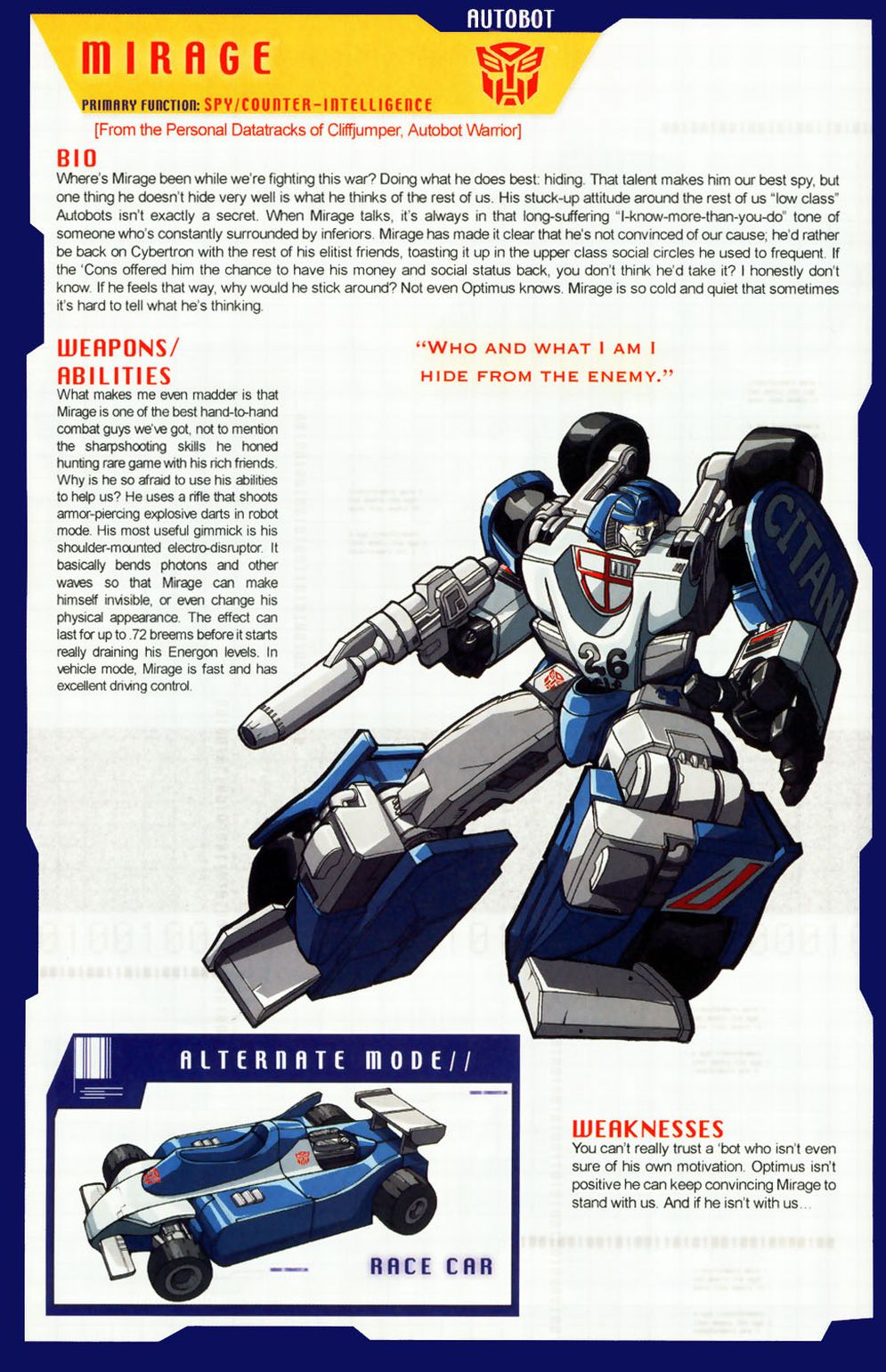Transformer of the Day: Mirage Transformer of the Day: Mirage