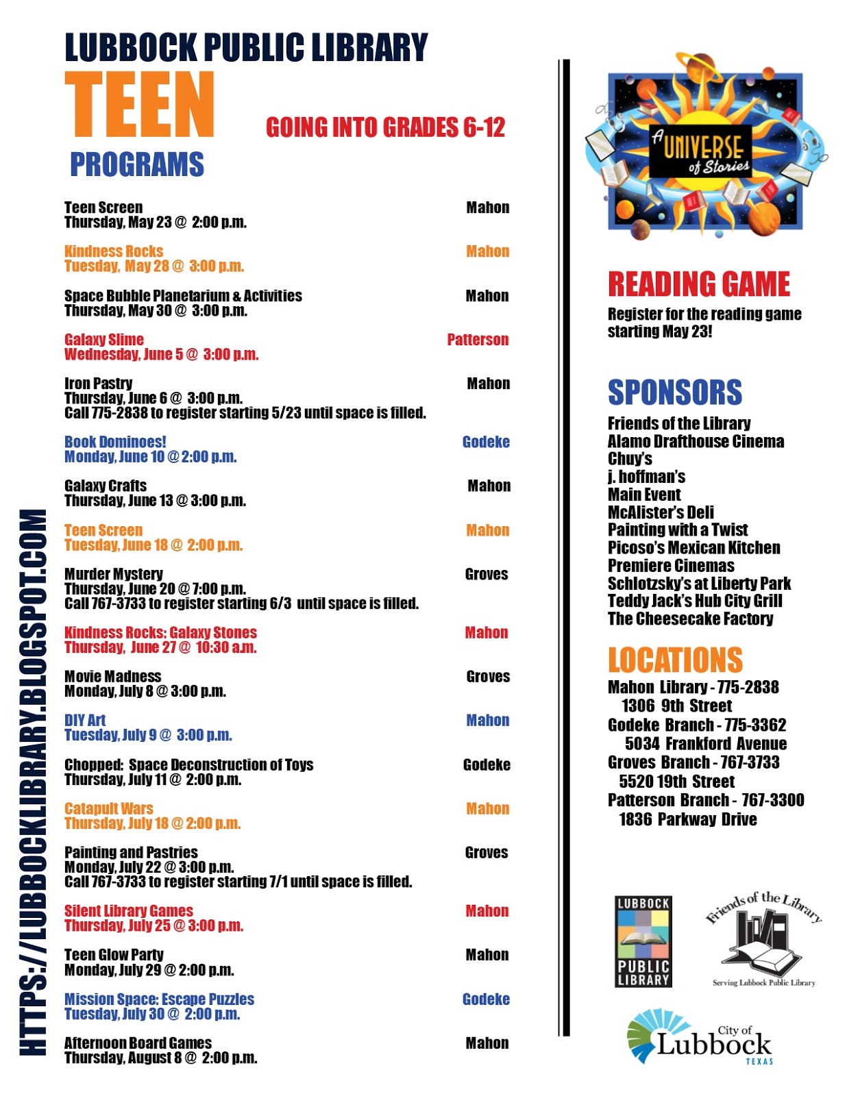 Lubbock Public Library's Teen Blog: 2019