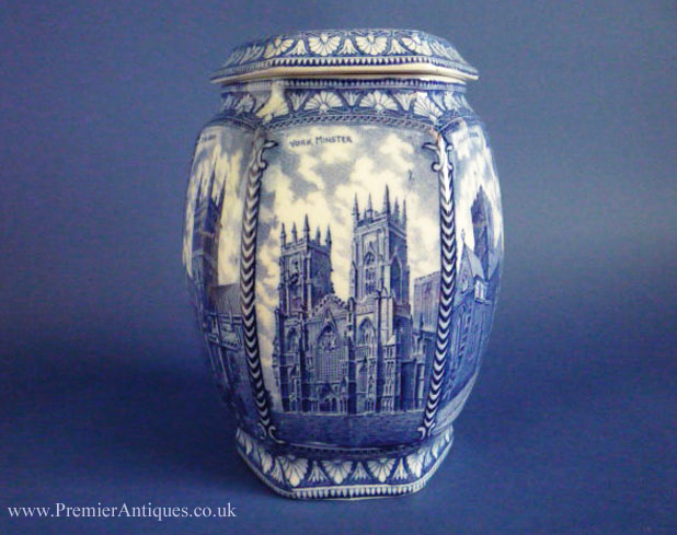 Premier Antiques: Maling 'Cathedrals' Hexagonal Ringtons Tea Caddy