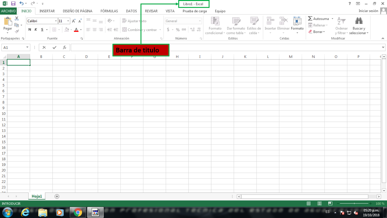 6.- Identificar los principales componentes de Excel