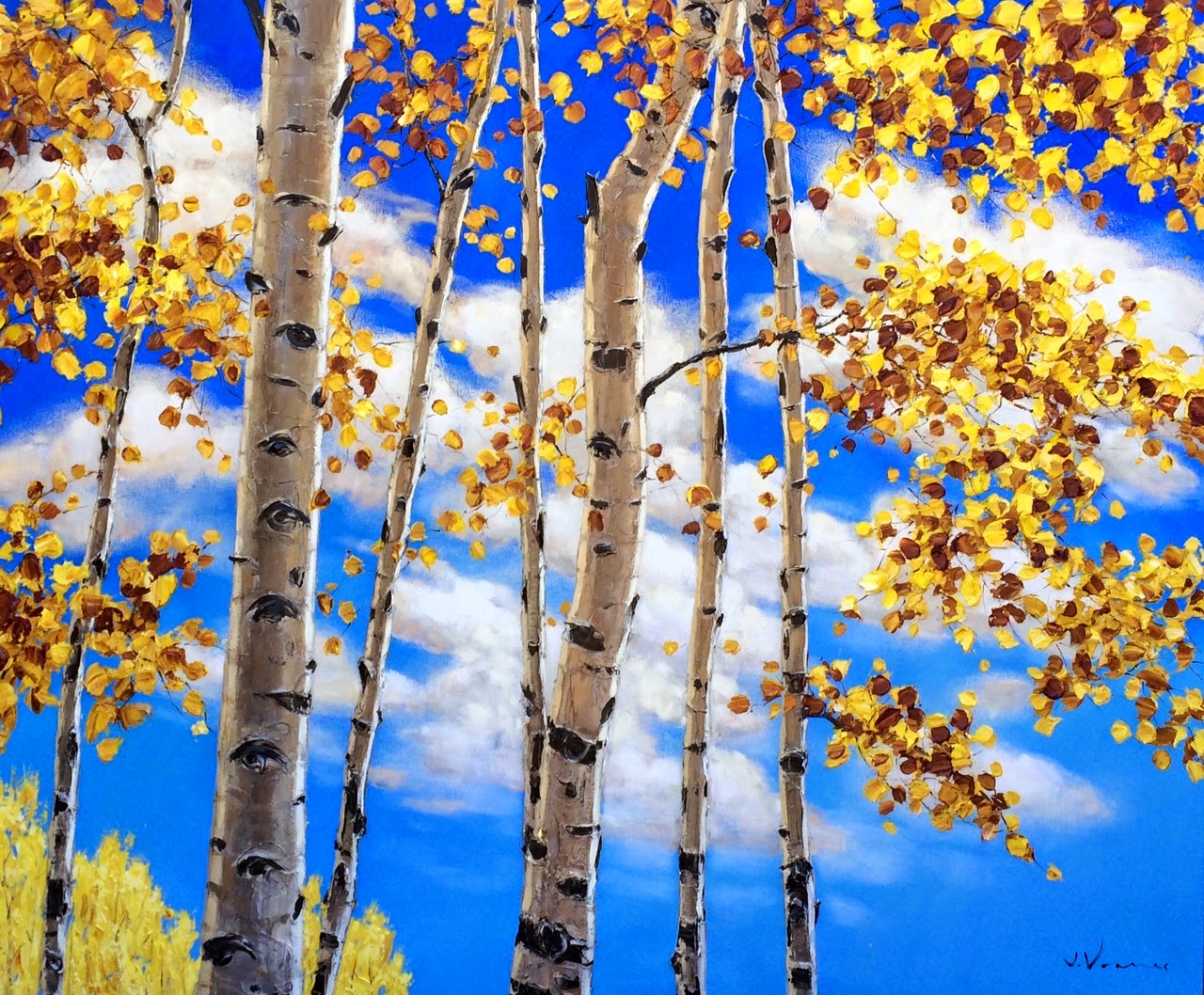 Aspen Paintings by Contemporary Aspen Artist Jennifer Vranes, Birch ...