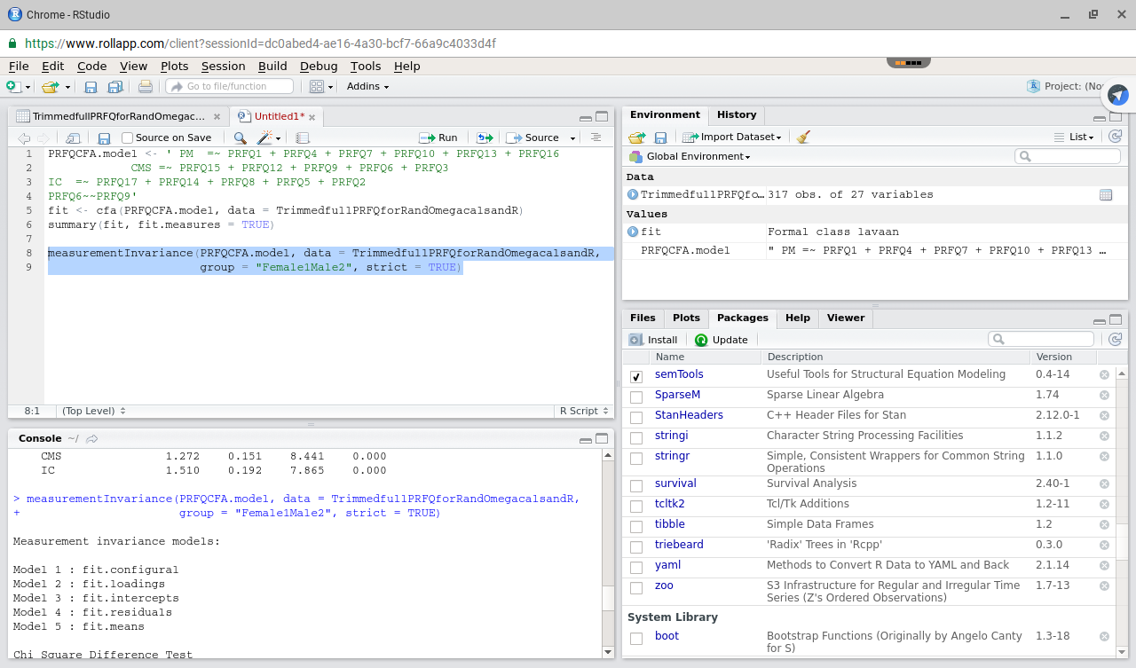 Examining Structural or Measurement Invariance (or equivalence) in R and RStudio