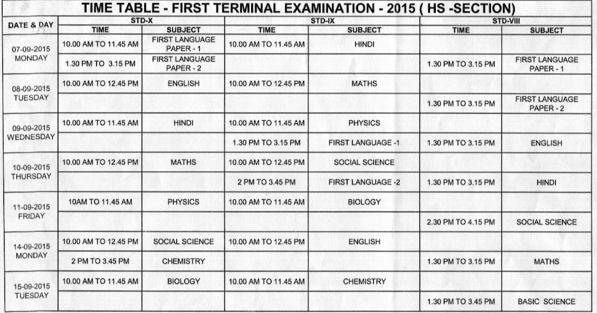 Kerala Onam Term Exam Timetable Std 8,9,10 | Edu Kerala - Kerala's ...