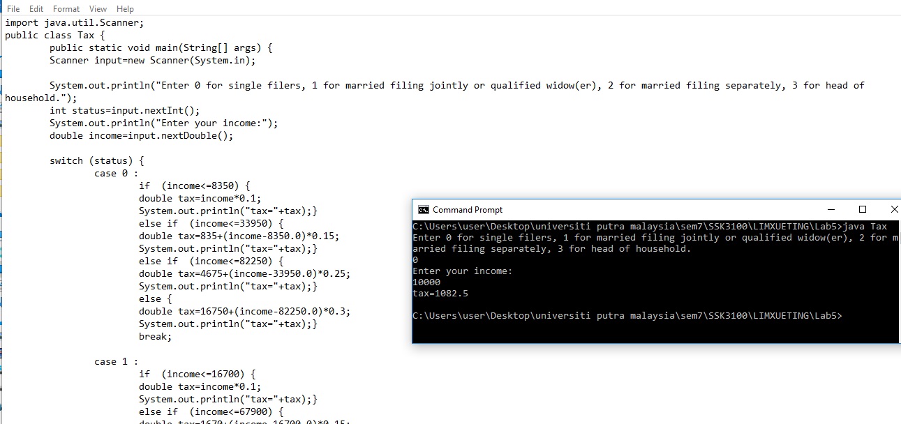 Computer Programming SSK3100: Lab 5 (Week 6 18/10/2018)