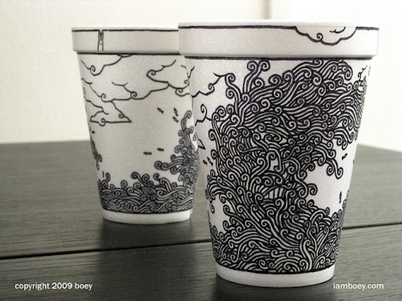 Gelas Styrofoam Dengan Lukisan Indah | Gosip Gambar