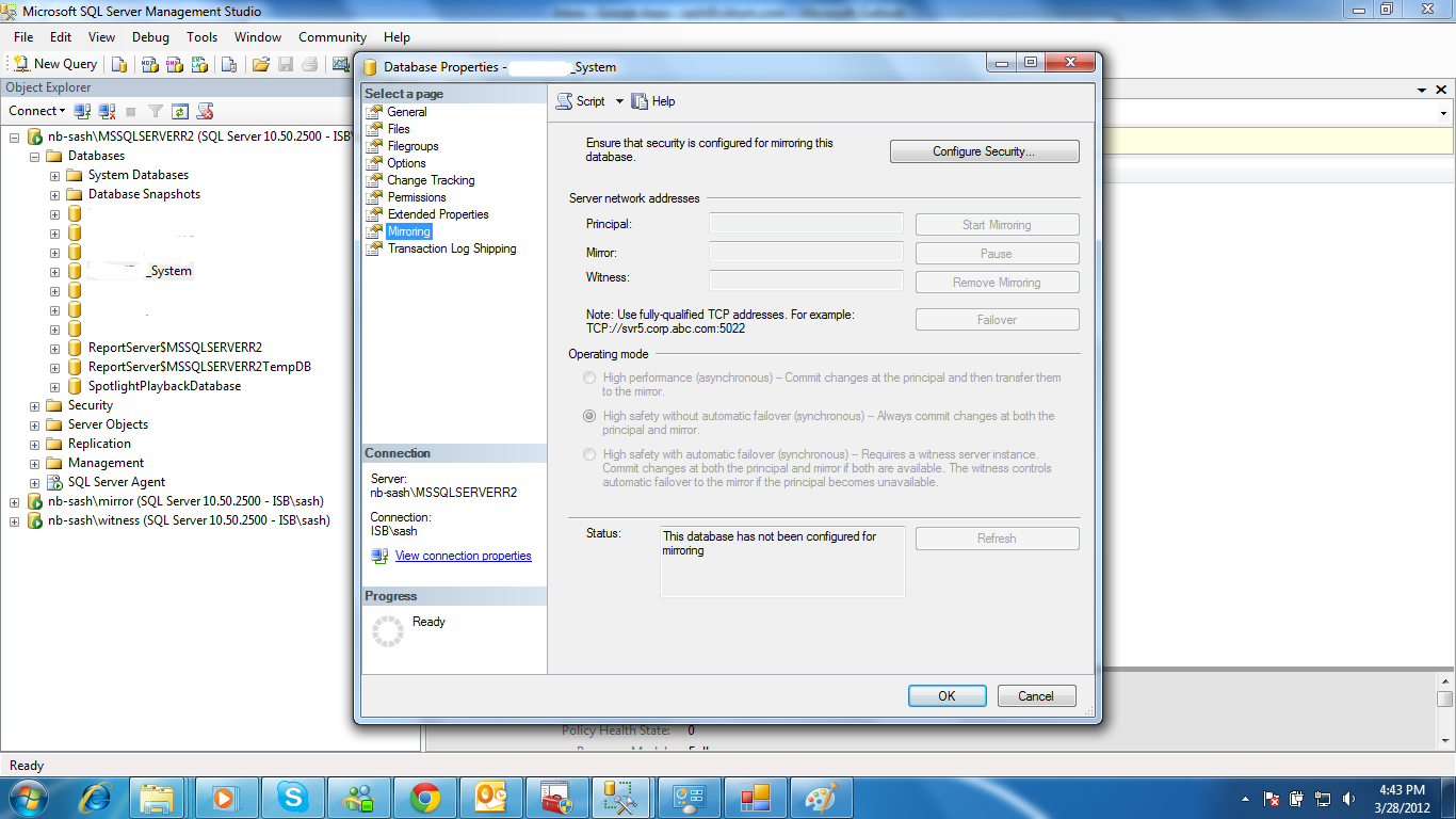 Sql Server knowledge sharing blog: Step by step configuration of Database Mirroring in SQL ...